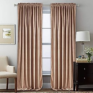 StangH Nursery Sunlight Blush Velvet Curtains - Elegant Interior Decoration Large Window Blackout Velvet Drapes for Living Room, 52 x 96 Inches Long, Blush Beige, 2 Pcs