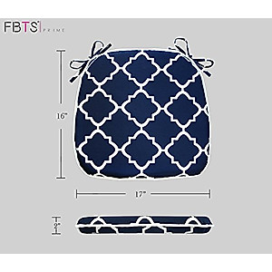 FBTS Prime Outdoor Seat Cushions Set of 2 Patio Chair Cushions with Ties 16x17 Inch Navy Geometry U-Shape Chair Pads for Outdoor Patio Furniture Garden Home Office