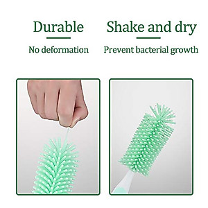 UUKING Baby Bottle Brush Small Bottle Silica Gel Scrubber Cleaner Brushes Set Sponge Washer Milk Water Cleaning Kit Cup, (Green)
