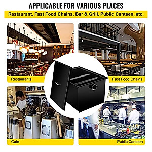 VEVOR 14 LB Commercial, Carbon Steel 7 GPM, Interceptor Side Water Inlet, Under Sink Grease Trap for Restaurant Canteen Factory Home Kitchen, Black