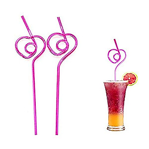 25 Pack Heart-Shaped Party Straws Drinking Sipping Straws, Novelty Props for Party