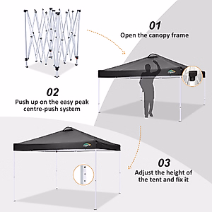 COBIZI 10x10 Ez Pop Up Canopy Tent with 4 Sidewalls Commercial Instant Gazebo Tents for Parties,Waterproof Adjustable Outdoor Patio 10x10 Heavy Duty Canopy Party Tent with 4 Sand Bags,8 Stakes(Black)