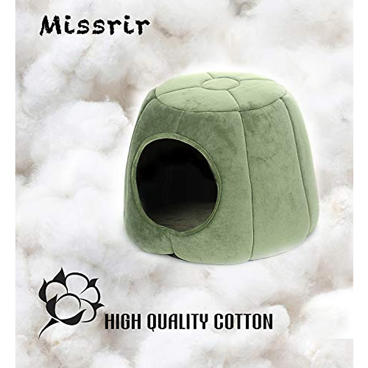 Missrir Guinea Pig Bedding, Cozy House Bedding for Rats Chinchilla Degu Ferrets Hedgehog Sugar Glider, Pumpkin Shaped Guinea Pig Hideout(Green)