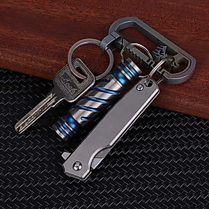 Samior TS51 Small Slim Scalpel Folding Pocket Flipper Knife with 10pcs #24 Replaceable Blade, 5.1 inches Grey Titanium Handle with Liner Lock, Utility EDC Keychain Knives, 0.99oz