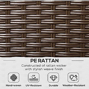 Hypeshops Outdoor Wicker Loveseat, Patio Furniture Couch with Cushions, 2 Seats PE Rattan Sofa, 2 Throw Pillows - Beige