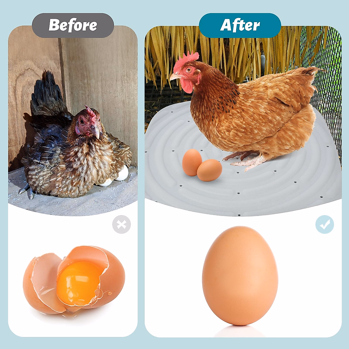 Yaofafa Chicken Nesting Pads,Washable Nesting Box Pads for Laying Eggs,Cuttable Reusable Hemp Bedding for Chicken Coop,Rubber Sponge Buffer Anti-Fall Poultry Nesting Pads 12''x12''(6Pack)