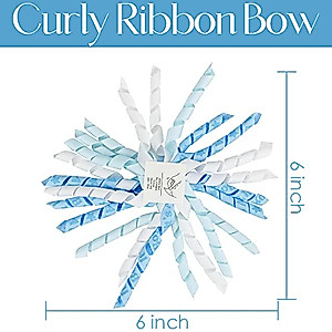 HUIHUANG Curly Ribbon Bows for Gift Wrapping It's a Boy Ribbon Gift Bow Baby Blue Self Adhesive Curly Bow for Presents Gift Bags Gift Basket Baby Shower Party Favor DIY Crafts- 6 Counts X 6 Inch