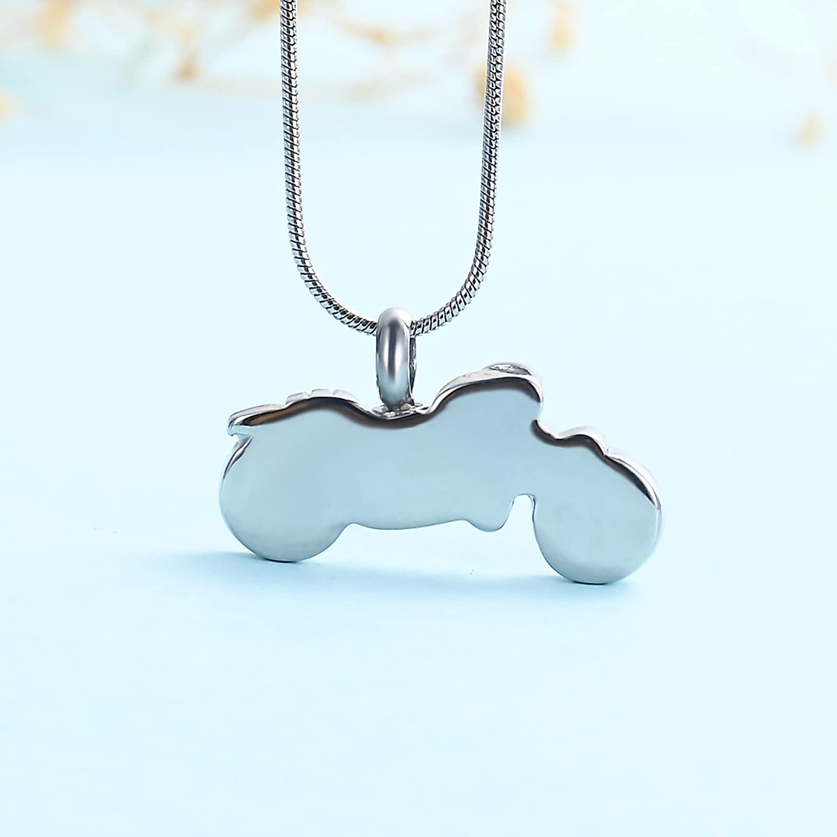 shajwo Motorcycle Cremation Urn Necklace for Ashes Pendant Jewelry for Women Men Loved One Keepsake Memorial Jewelry,Silver