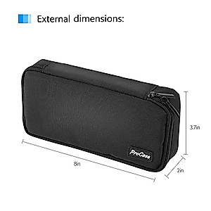 ProCase Pencil Bag Pen Case, Large Capacity Students Stationery Pouch Pencil Holder Desk Organizer with Double Zipper, Portable Pencil Pouch for School Office Supplies -Black