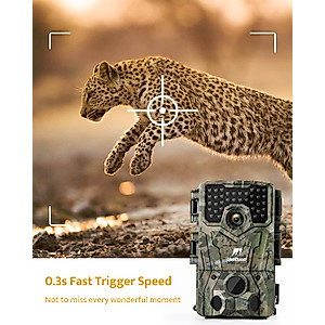 Trail Camera, 24MP 1080P Game Cameras with 850nm Infrared Night Vision, 65ft Motion Activated Deer Hunting Cam for Garden Wildlife Monitoring, IP66 Waterproof, 120° Wide Angle Detection, Easy Set Up