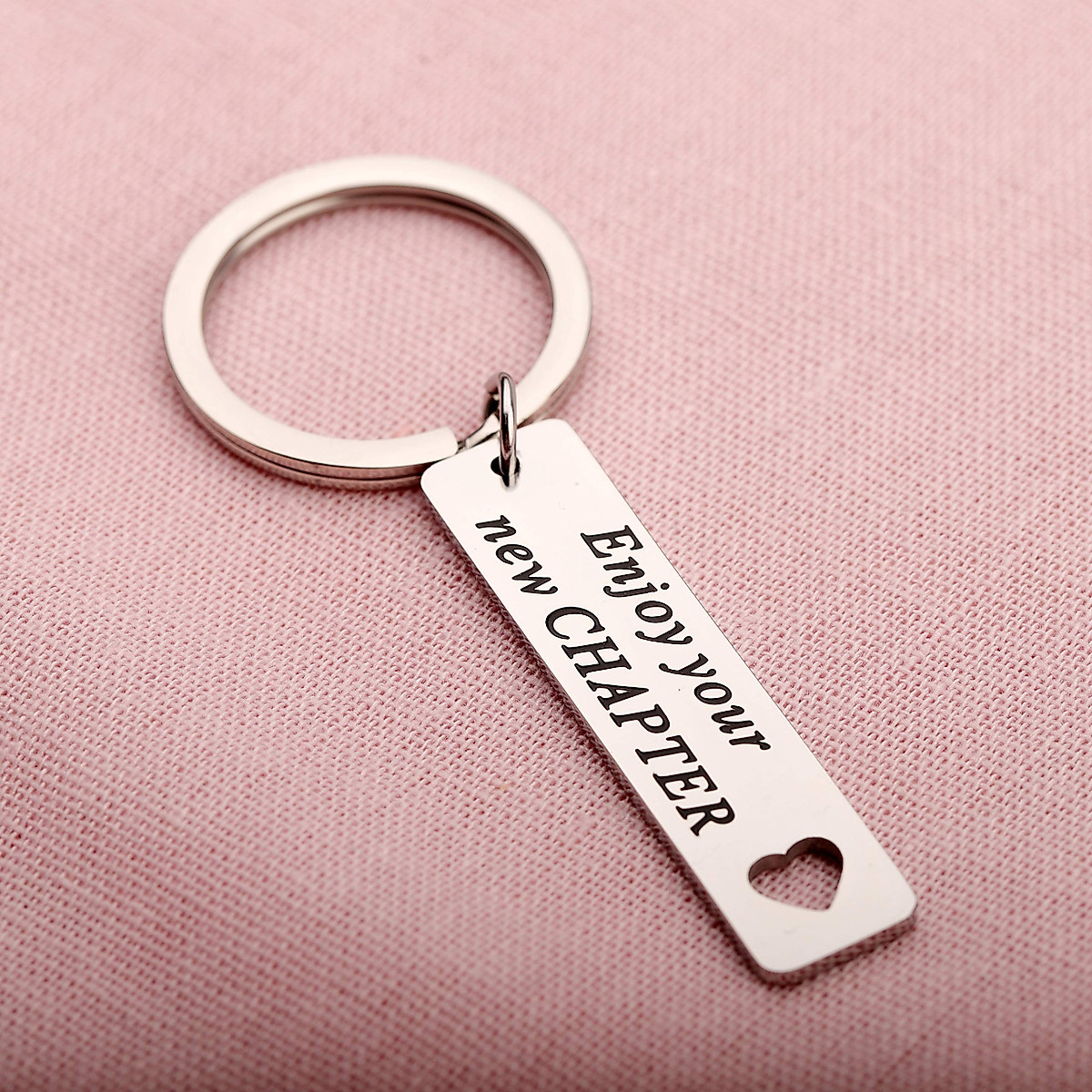 SEIRAA Retirement Gift Enjoy Your New Chapter Keychain New Beginnings Jewelry Bookworm Gift Librarian Teacher Jewelry (Enjoy Your New Chapter)