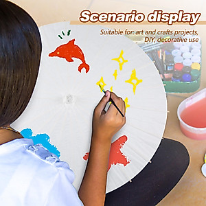 Sanwuta 20 Pcs Paper Umbrella 23.6'' Paper Parasol DIY Decorative Gift Chinese Umbrella for Wedding Christmas Props(White)