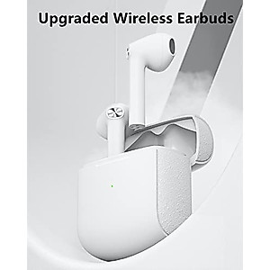 Wireless Earbuds, Bluetooth Earphones, Air Buds Pods Ear Buds with HiFi Stereo Sound 13mm Dynamic Driver Clear Call, IPX6 Waterproof Wireless Headphones, 24 Hrs Compatible for iPhone Android, White