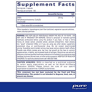Pure Encapsulations DHEA 25 mg | Supplement for Immune Support and Hormone Balance* | 180 Capsules
