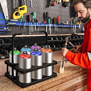 Kevenal Portable Spray Can Holder, Paint Bottle Organizer for Garage & Home, 6 Holes Spray Bottle Storage Rack, Spray Bottle Organizer - Black