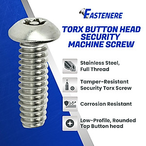 Fastenere Torx Security Machine Screws - 6-32 x 1" (25-Pack) Stainless Steel, Tamper-Resistant, Button Head Screws, Bolt Screw for Higher Level of Safety & Theft Prevention