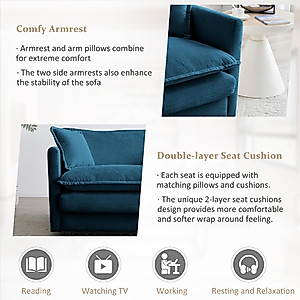 Suheww Comfort Chenille Loveseat Sofa, Modern Love Seat 2-Seater Sofa Cloud Couches for Living Room Bedroom Office Apartment (Blue, Loveseat)
