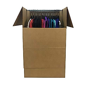 Amazon Basics Wardrobe Clothing Moving Boxes with Bar - 20" x 20" x 34", 6-Pack