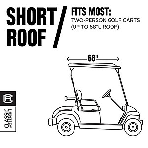 Classic Accessories Fairway Short Roof 2-Person Deluxe Golf Cart Enclosure, Black with Clear Windows