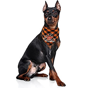 Halloween Dog Bandana Triangle Bib Pet Scarf Accessories Costumes Plaid Luminous Printing