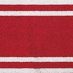 Nautica Runner Rug | Indoor Carpet for Entryway & Hallway Rug| Non-Slip and Non-Skid Entry and Kitchen Door Mat| Machine Washable Low Profile Floor Mat | 26" x 72"| Double Border Red and White