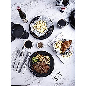 Stone Lain Modern Gold Splash Exquisite Fine China Dinnerware Set, 16 Piece - Service for 4, Black & Gold