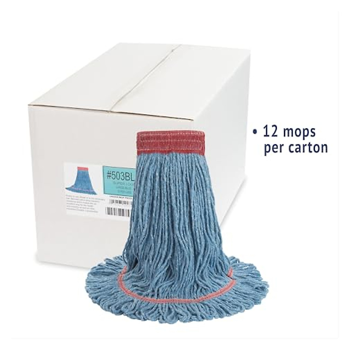 Boardwalk BWK503BLEA 5 in. Super Loop Cotton/Synthetic Fiber Wet Mop Head - Large, Blue