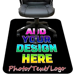 iPrint Personalized Gaming Chair Mat with Photo Text Logo, Custom Office Chair Mats Design Your Own Desk Chair Mats, 36x48 Inch, Black