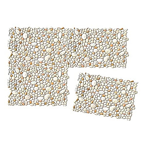 Retro-Art 3D Wall Panels, Pack of 6, Natural Pebble in Beige Sand, PVC, 25.2" x 38.6", Cover 40.53 sq.ft, 242PP