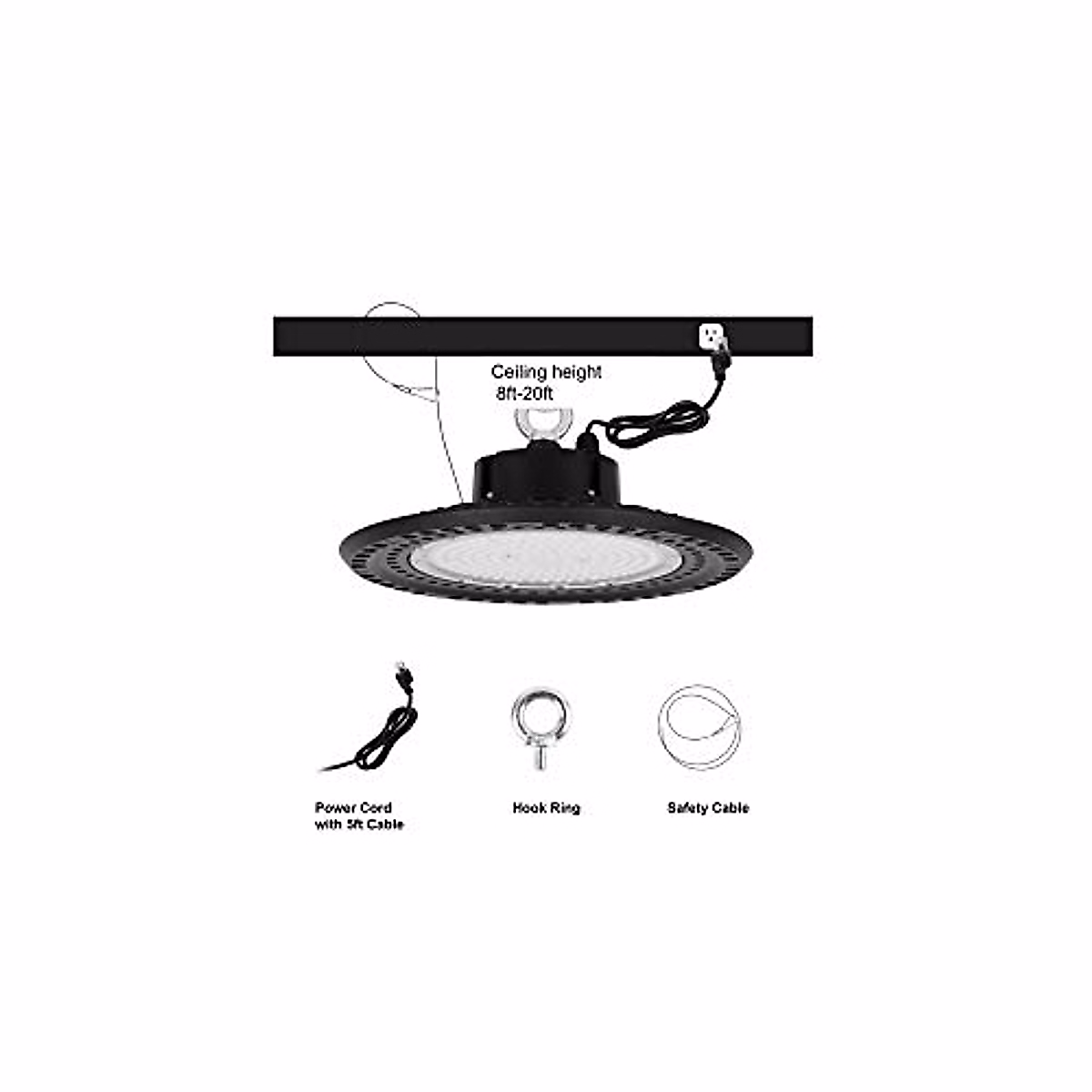 Q QINGCHEN LED High Bay Light 200W 5000K Daylight White ,ETL Certified High Bay LED Shop Lights for Factory Warehouse Garage , Replacement for 800W MH/HPS