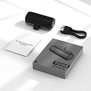 HUAENG Small Portable Charger 5500mAh Power Bank Plug in iOS Connector, 18W PD Fast Charging External Battery Pack Compatible with All iPhone 14 13 12 11 pro max xs iPad and Airpods-Black