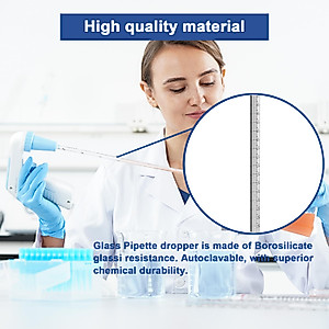 ONiLAB Glass Graduated Pipette, 10ml,Tolerance ±0.1ml, Standard Sodium Calcium Glass Pipettes for Transfer Liquid or Essentail Oil for Lab, Chemistry（10 pcs） 17900304