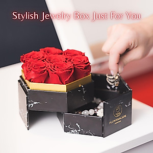 Forever Rose Flowers Delivery Prime - Fresh Bouquet - Valentines Mothers Day Birthday Anniversary for Women Mom Wife Girlfriend and Her - 7Pcs (Hexagon-Red)