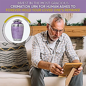 Forever Lane Cremation Urns for Adult Ashes - Handcrafted Large Urn, Burial - Urns for Human Ashes Adult Female Or Male, Funeral Decorative Urn - Up to 200 Lb. (Purple)