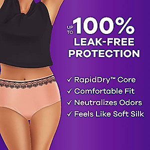 Always Discreet Boutique Incontinence Underwear for Women, Large, 18 Count x 2 Packs (36 Count total)