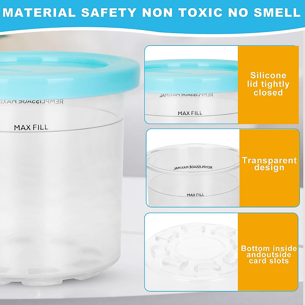 Soobool For Ninja Creami Pints and Lids - 2 Pack, Compatible with Ninja NC301, NC300, NC299AMZ Series Ice Cream Makers, 16 OZ for Ninja Creami Containers Dishwasher Safe (Blue Green)
