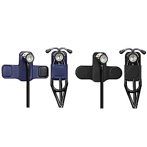 SKYREH Bundle: Stethoscope Holder Clip, Microfiber Velcro PU Leather Stethoscope Hip Holder + Magnetic PU Leather Stethoscope Hip Holder for 3M Littmann Classic III, 3M Littmann Cardiology IV