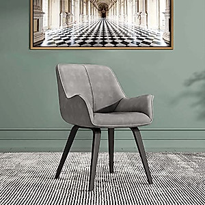 YEEFY Modern Dining Chairs Set of 2 & 4 & 6, Upholstered Waterproof PU Leather Kitchen & Dining Room Chairs with Arms Accent Chairs Arm Chairs for Office Living Waiting Room (Ashen, 2)