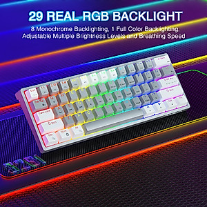 AULA 60 Percent Wired Mechanical Gaming Keyboard, 29 RGB Backlit Custom Hot Swappable Keyboard, Blue Switch 60% Mini Small Compact Keyboard for PC/Mac/Laptop/Wins —— (Wired Version)