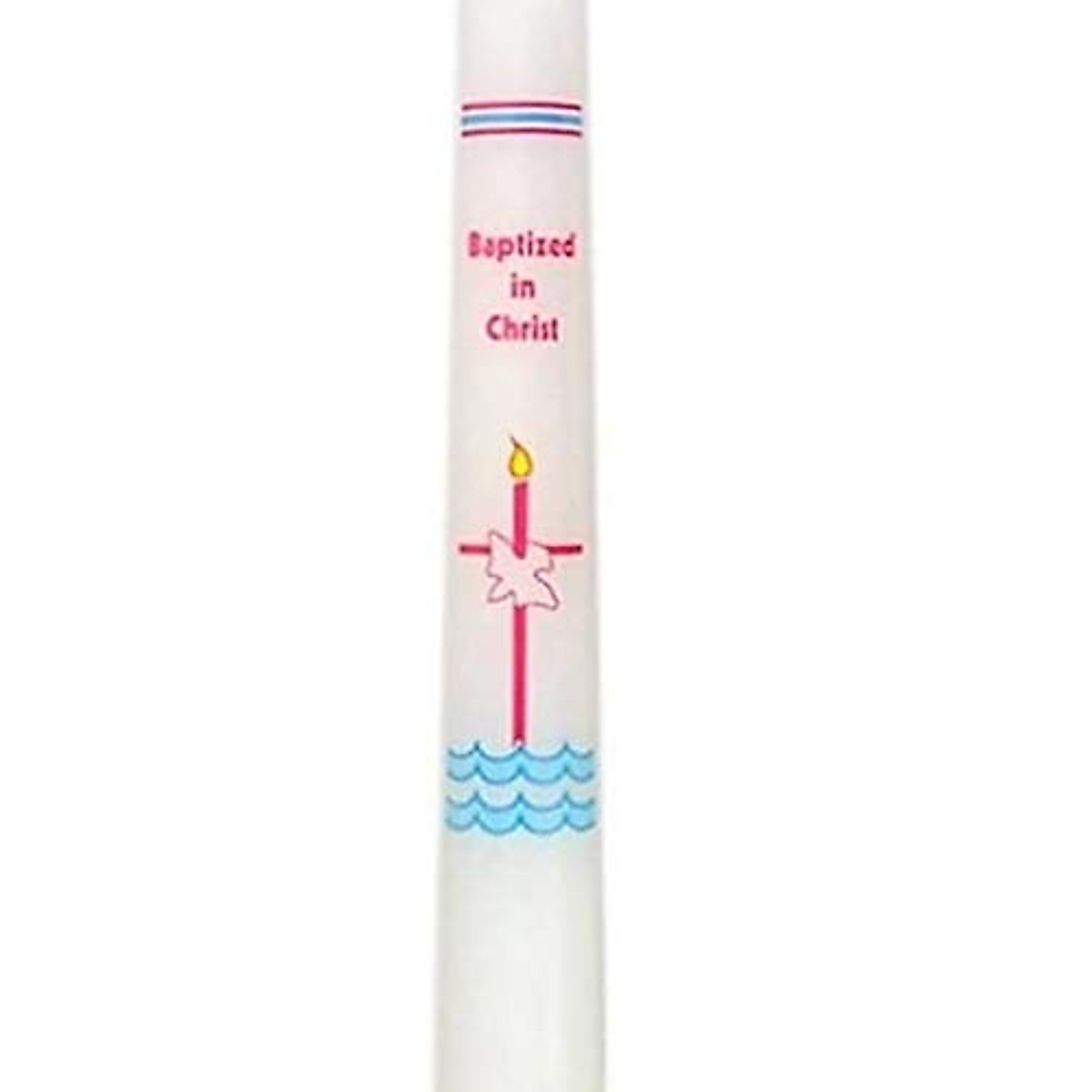 Baptized in Christ Catholic White Baptism Taper Candle, 10 Inch