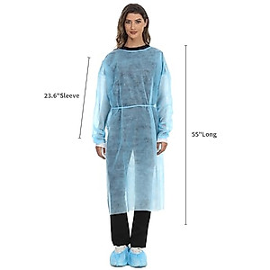 LIFESOFT Disposable Isolation Gown Polypropylene Lab Gowns Knit Cuff Long Sleeve Blue 15 Pack Unisex