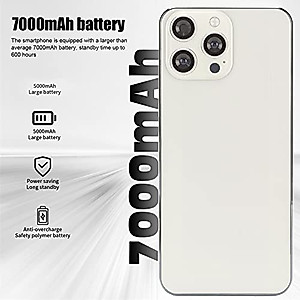 4G LTE Smartphone, Unlocked Cellphone for Android 12 6.6in Touch Screen Mobile Phone Support Face Recognition, Dual Card Dual Standby, Ten Core CPU, HD Camera, 7000mAh (White)