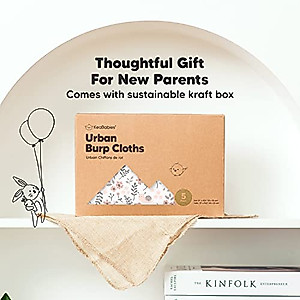 5-Pack Organic Burp Cloths for Baby Boys and Girls - Ultra Absorbent Burping Cloth, Burp Clothes, Newborn Towel - Milk Spit Up Rags - Burpy Cloth Bib for Unisex, Boy, Girl - Burp Cloths (Sweet Charm)