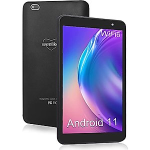 weelikeit Android Tablet 8 inch, Reading Tablet, Quad-Core Processor, 2GB+32GB (Up to 256GB) Google Tablet PC with WiFi 6, Bluetooth, 3500 mAh Battery, 1280x800 IPS HD Touchscreen, Dual Camera, Black