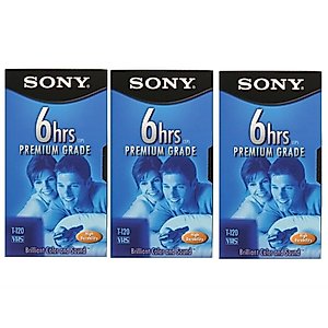 SONY 3T120VR 6hrs. EP T-120 VHS Tapes (3-Pack)