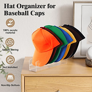 Esnendir Hat Stand For Baseball Caps -Acrylic Hat Organizer, No Install Large Capacity Hat Holder For 14 Baseball Caps For Bedroom, Closet, Dresser 2 Pack (Clear)