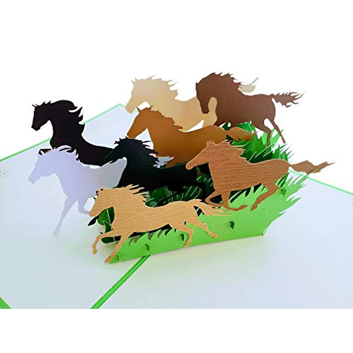 iGifts And Cards Inspirational Wild Horses 3D Pop Up Greeting Card - Majestic, Colt, Pony, Mustang, Stallion, Half-Fold, Happy Birthday, Retirement, Just Because, New Business Adventure, All Occasion