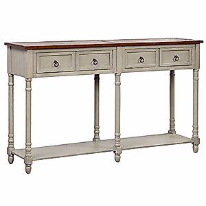 AWQM Console Table with Drawers, Long Shelf Sofa Table, Ideal for Living Room,Entryway/Hallway, 58”L x 11”W x 34”H,Antique Grey