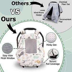 Car Seat Cover Baby, Muslin Baby Car Seat Cover, 3 in 1 Carseat Sover, Carseat Cover for Baby Easy to Get in & Out