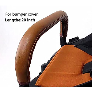 MINILUJIA Removable Zipper PU Leather Bumper Handlebar Sleeve for Baby Stroller Dust-Proof Cover Armrest Bumper Protect Case Specifical for Babyzen yoyo (Brown)